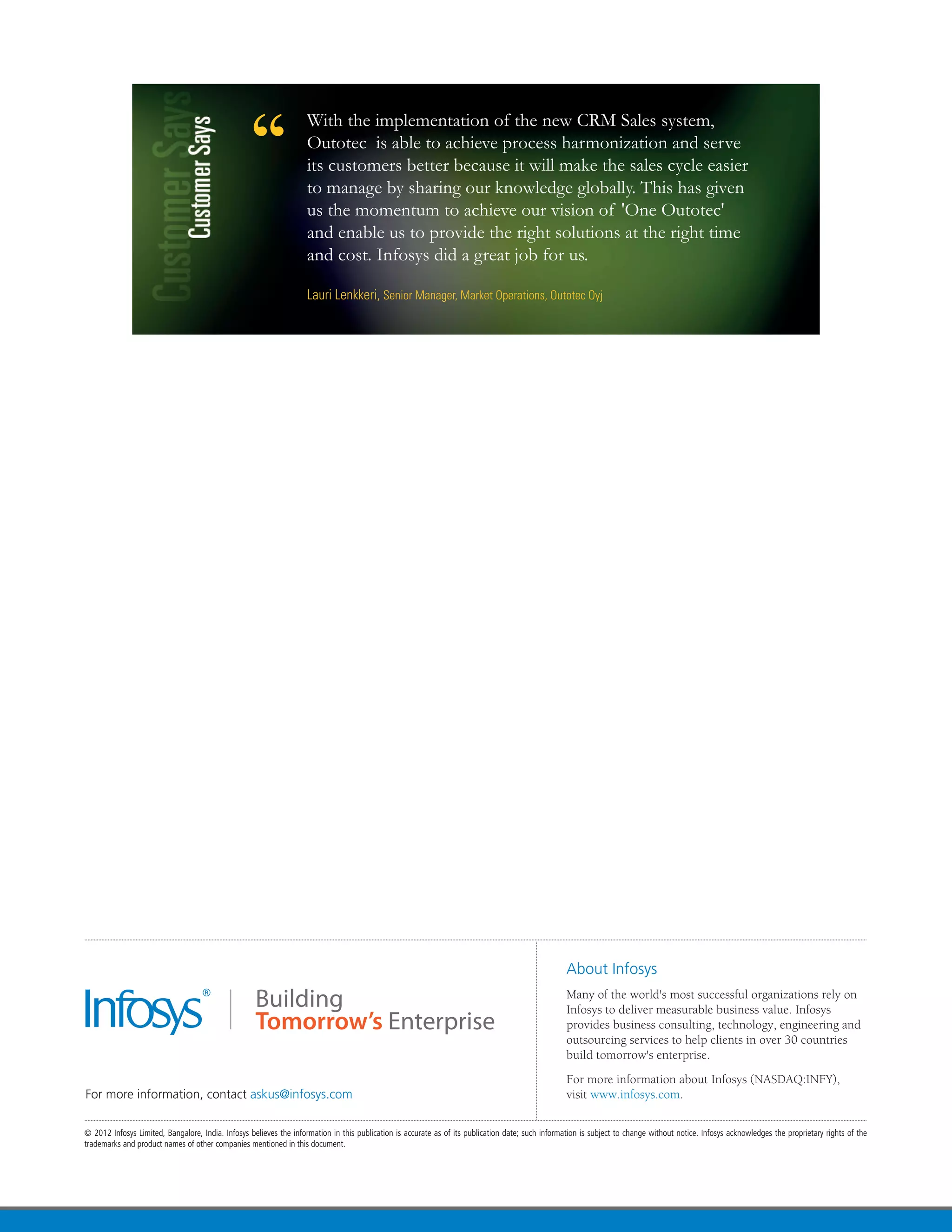 Infosys - Customer Relationship Management | CRM Solutions ...
