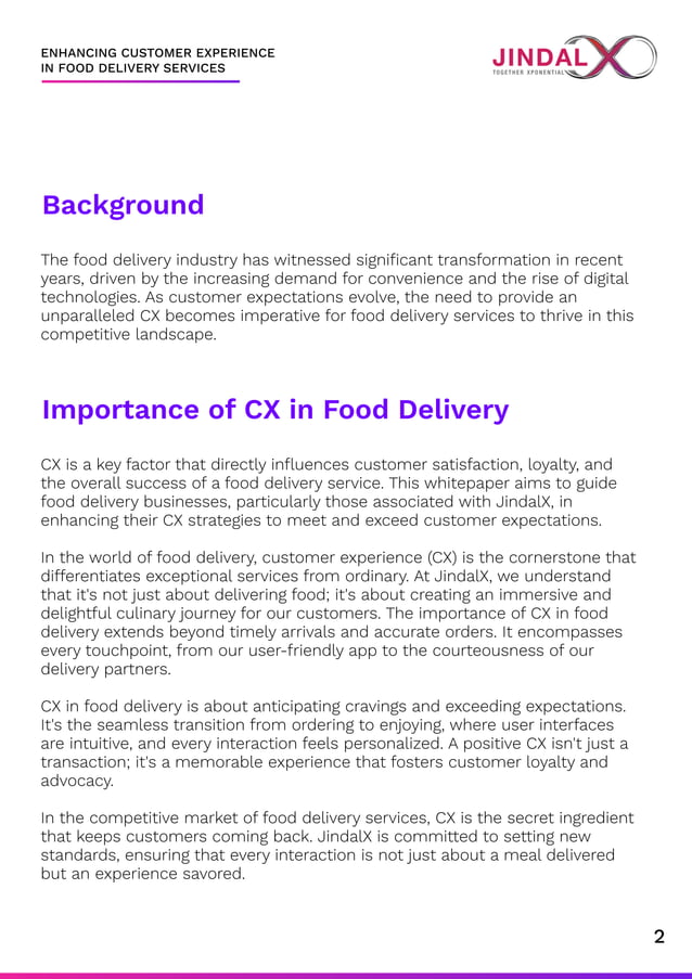 Enhance Customer Experience in Food Delivery Services | PDF