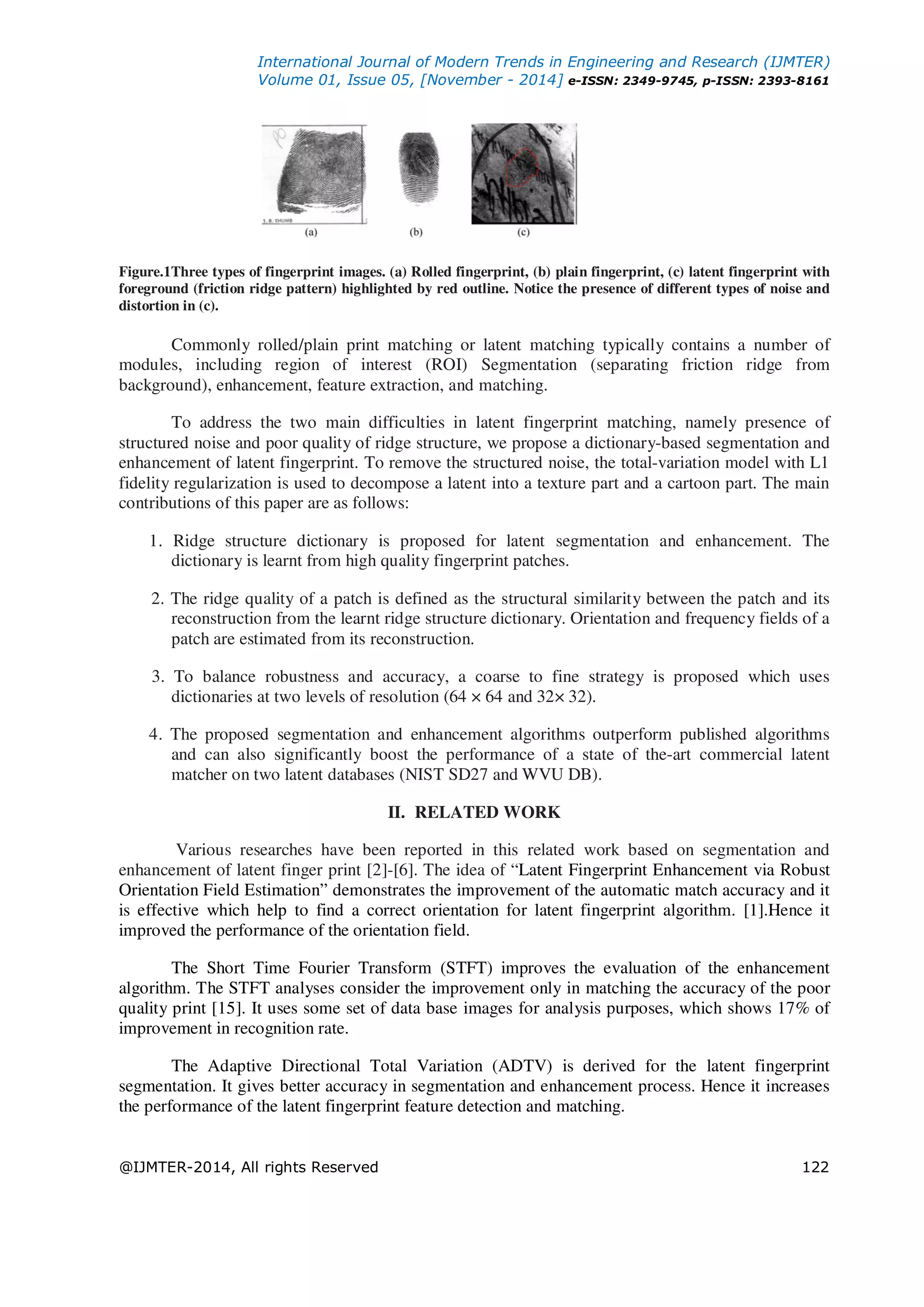 Enhanced Latent Fingerprint Segmentation through Dictionary Based Approach | PDF
