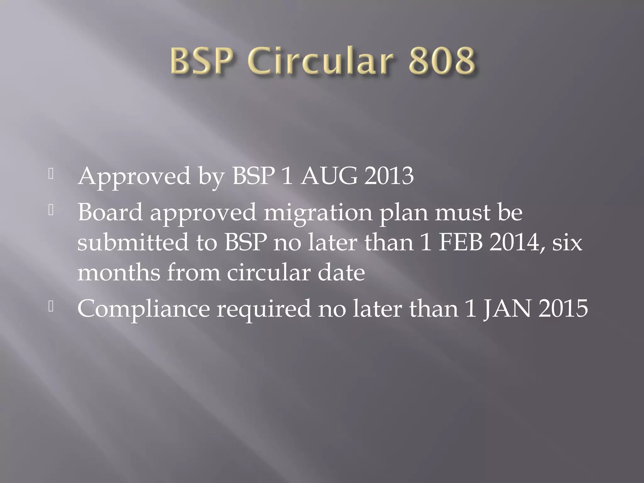 Enhanced bank security requirements of BSP Circular 808 | PPT