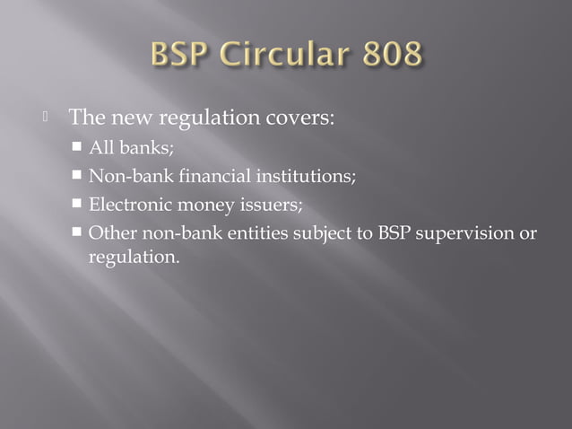Enhanced bank security requirements of BSP Circular 808 | PPT | Credit ...