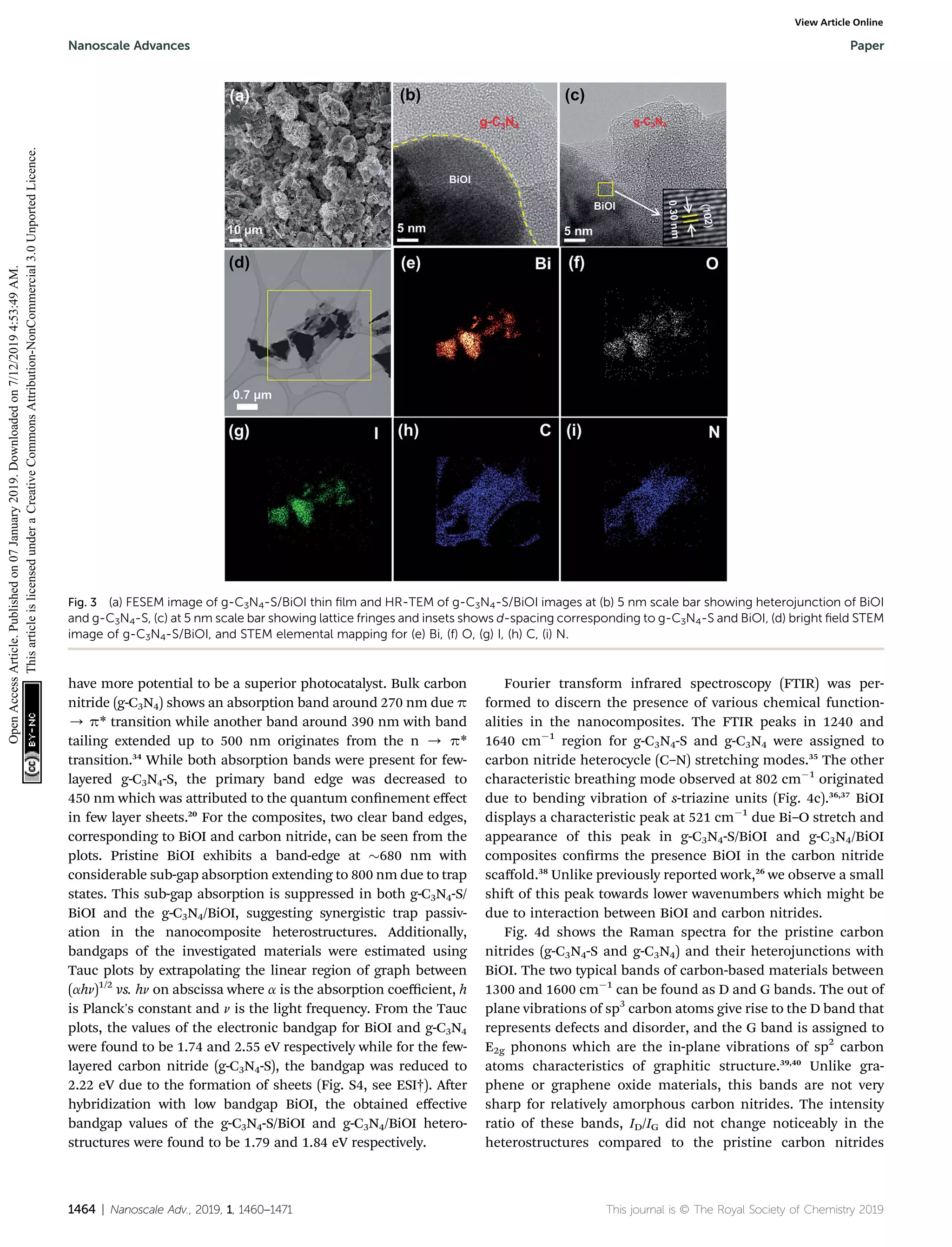 Enhanced charge separation in g-C3N4–BiOI heterostructures for visible light driven ...