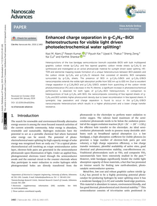 Enhanced charge separation in g-C3N4–BiOI heterostructures for visible light driven ...