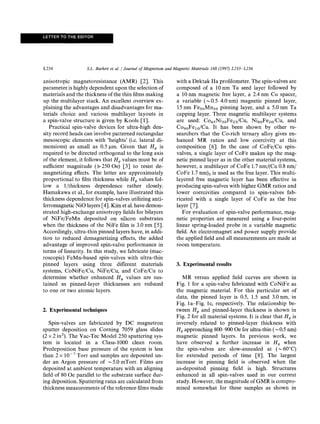 Enhanced Exchange Pinning Field For Fe Mn Spin Valves | PDF