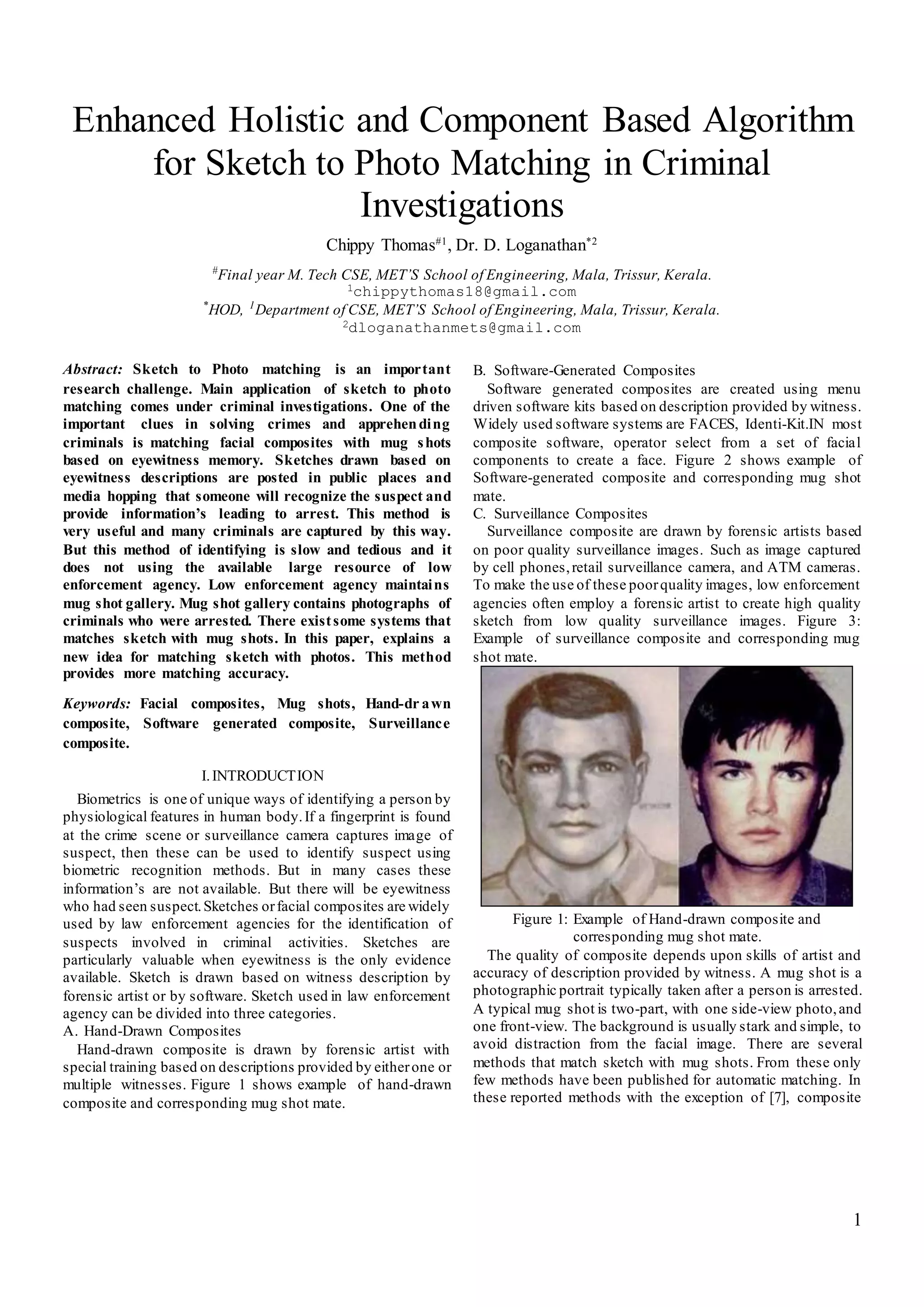 sketch to photo matching in criminal investigations | DOCX