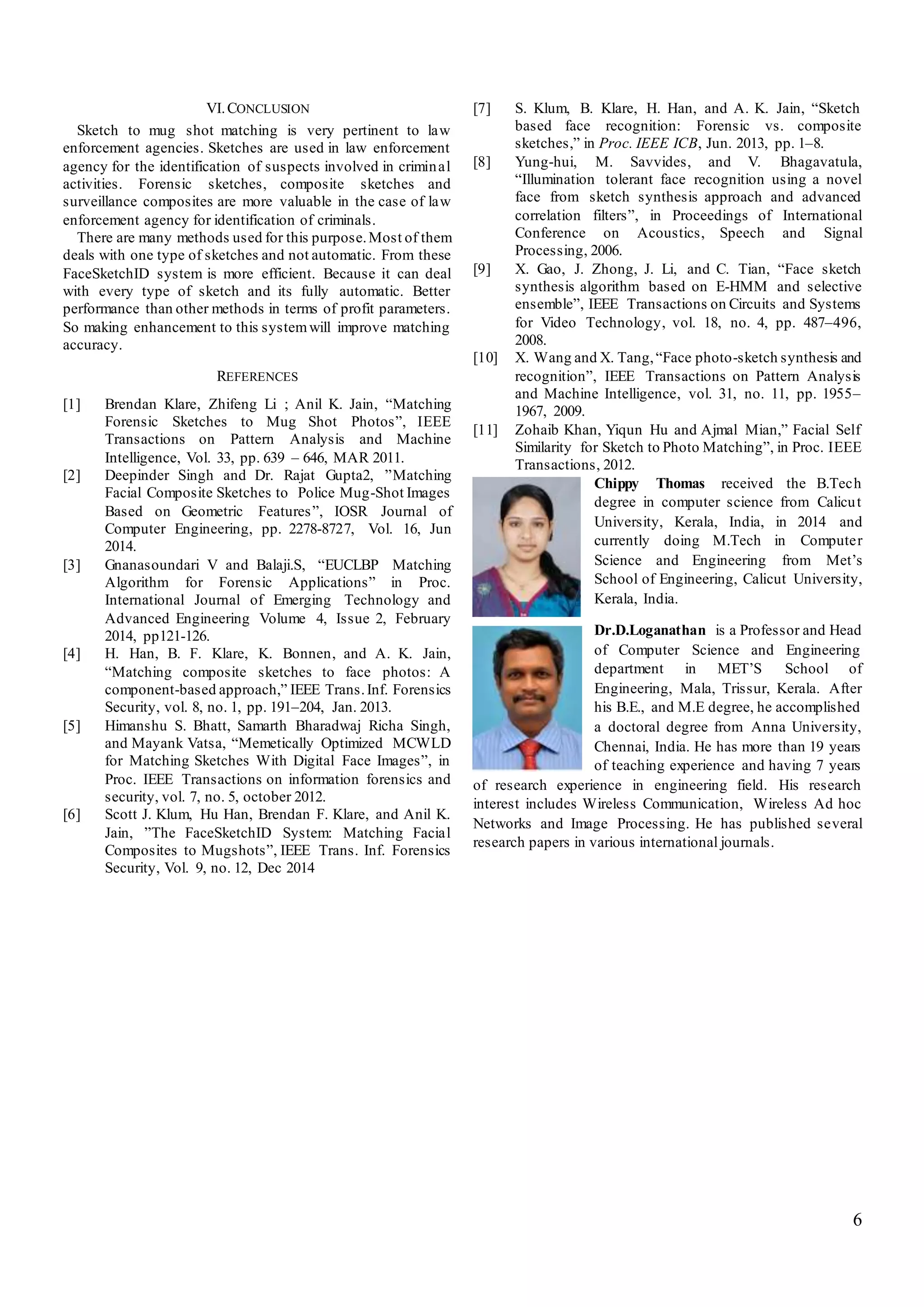 sketch to photo matching in criminal investigations | DOCX