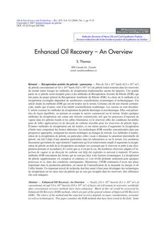 Enhanced Oil Recovery – An Overview used in oil and gas wells | PDF
