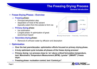 Enhanced Process / Product Understanding and Control in Freeze Drying by using Manometric ...
