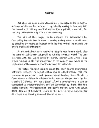 Enhanced robotic arm Abstract | PDF