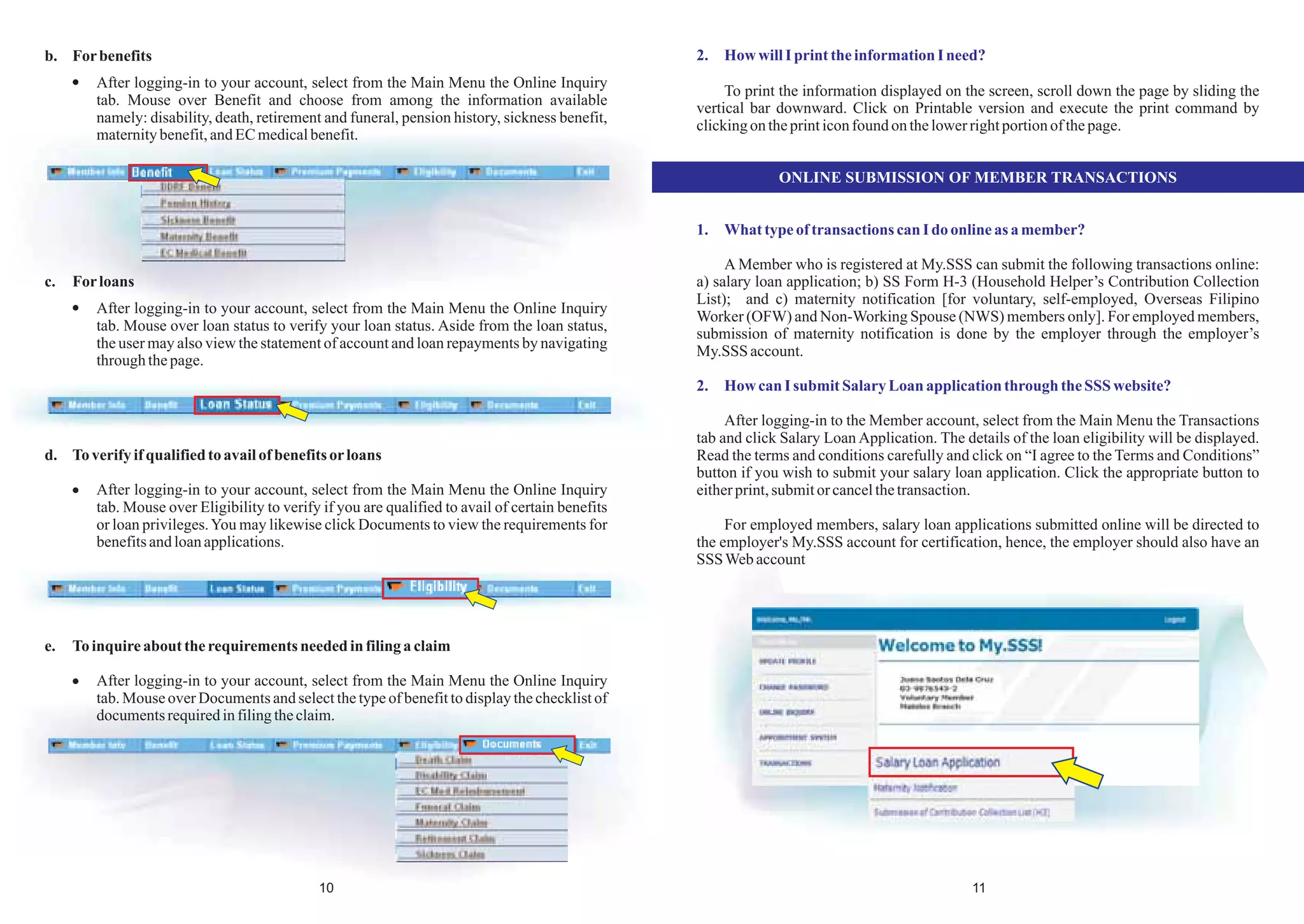 Using the SSS Website | PDF