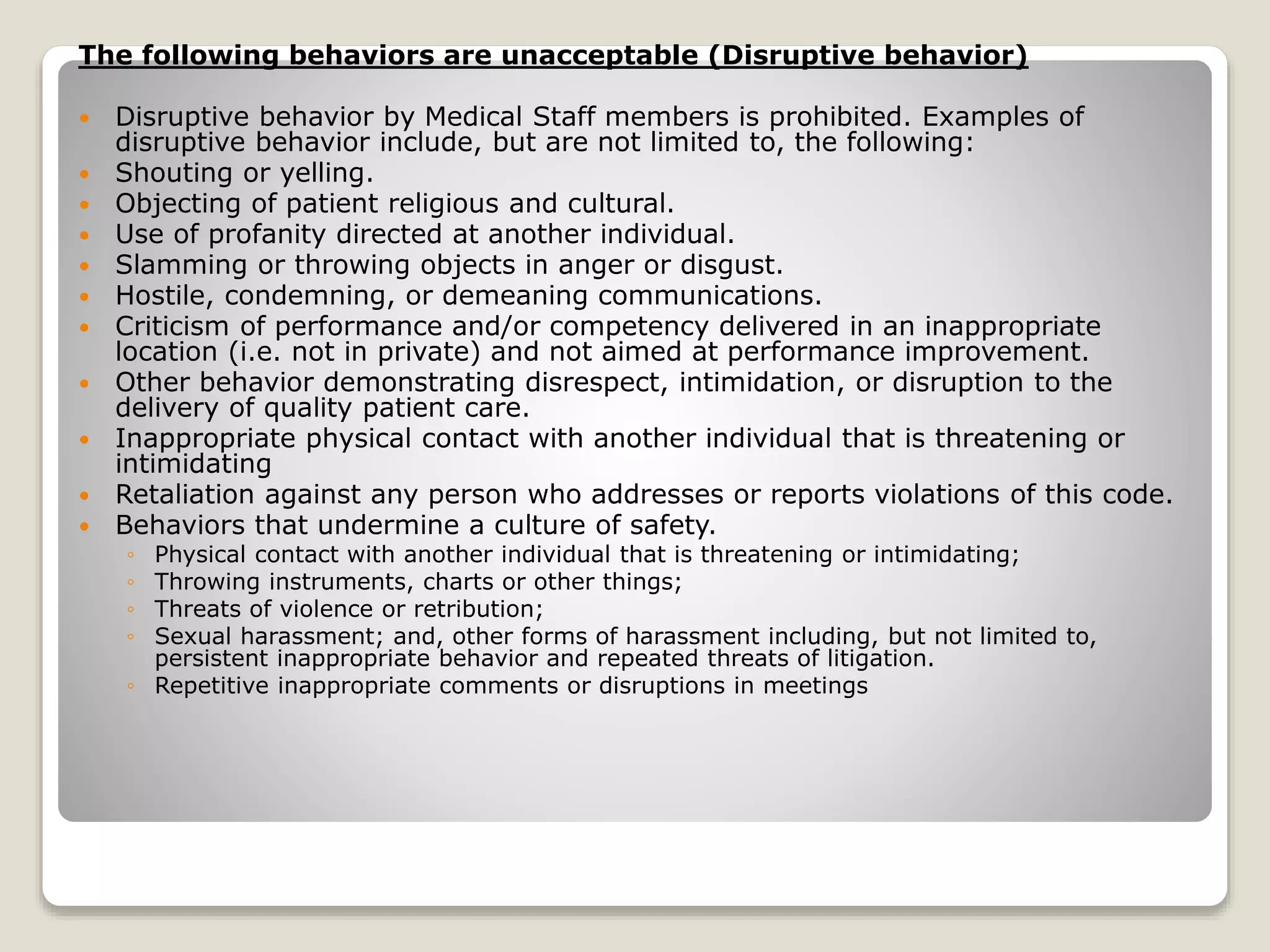 Enhanced & unacceptable communication policy | PPTX