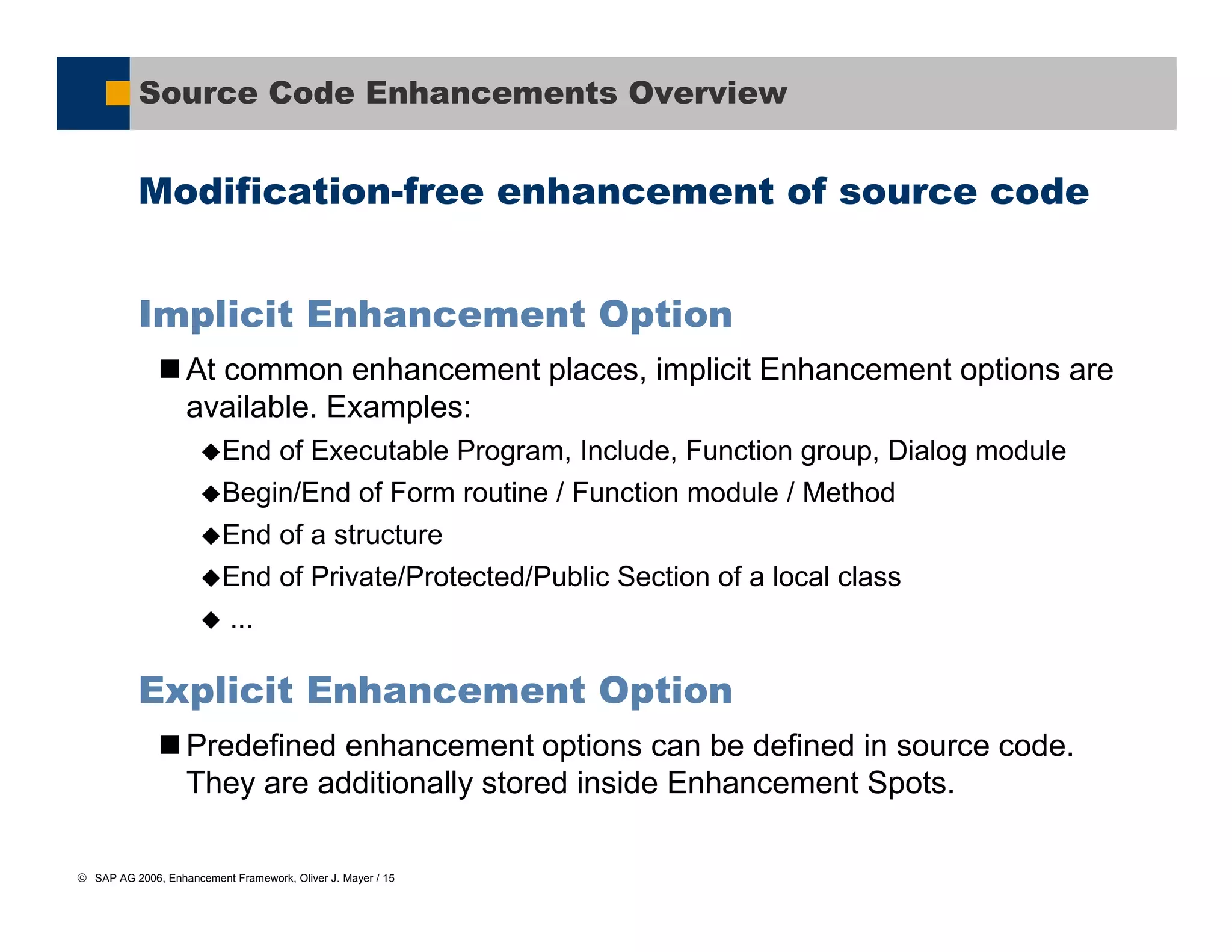 Enhancement framework the new way to enhance your abap systems | PDF