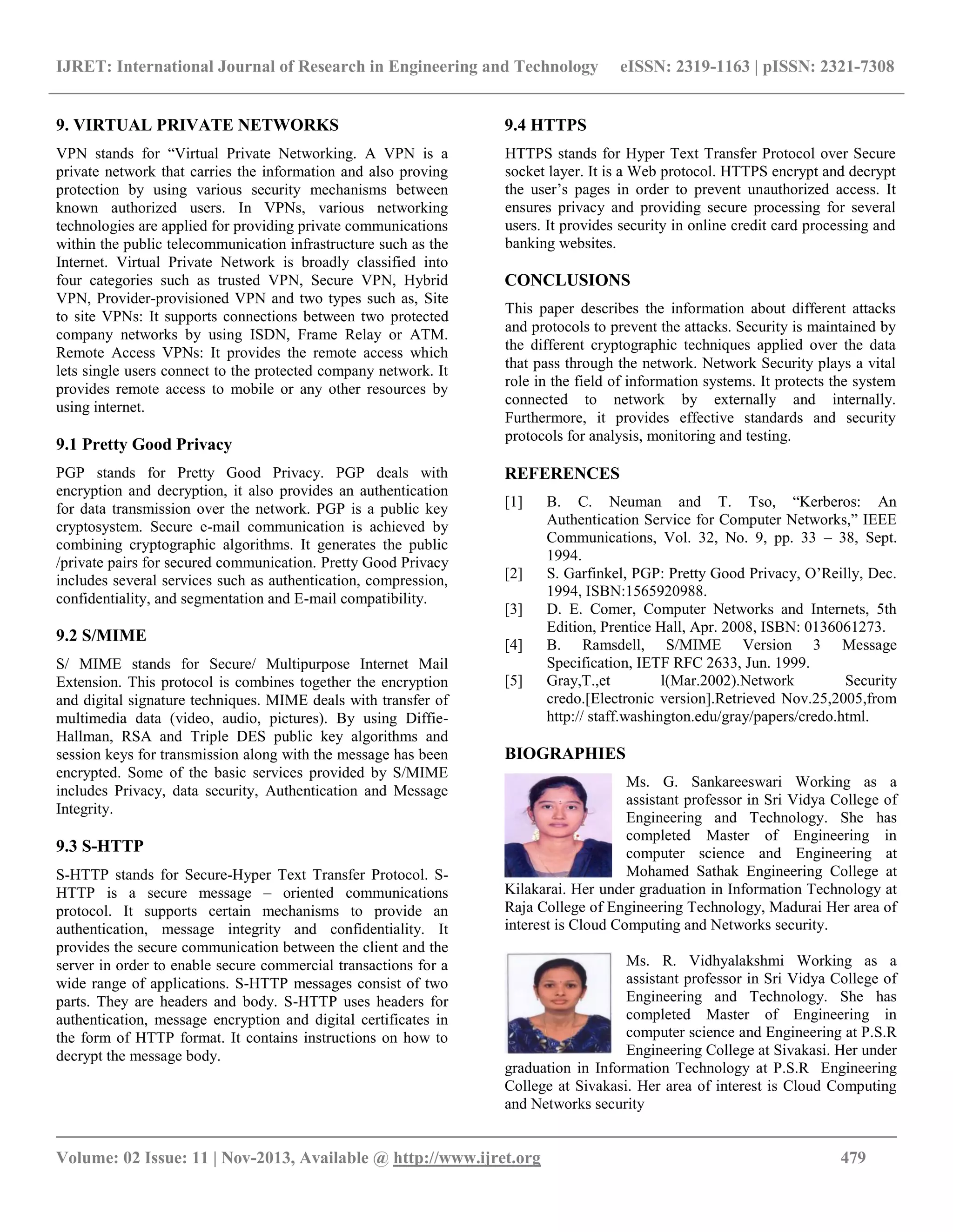 Enhancement in network security with security protocols | PDF