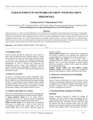 Enhancement in network security with security protocols | PDF