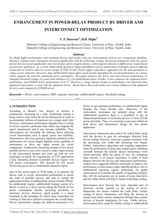 Enhancement in power delay product by driver and interconnect optimization | PDF