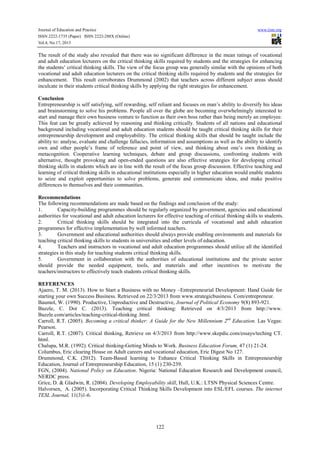 Enhancement of critical thinking skills of vocational and adult ...