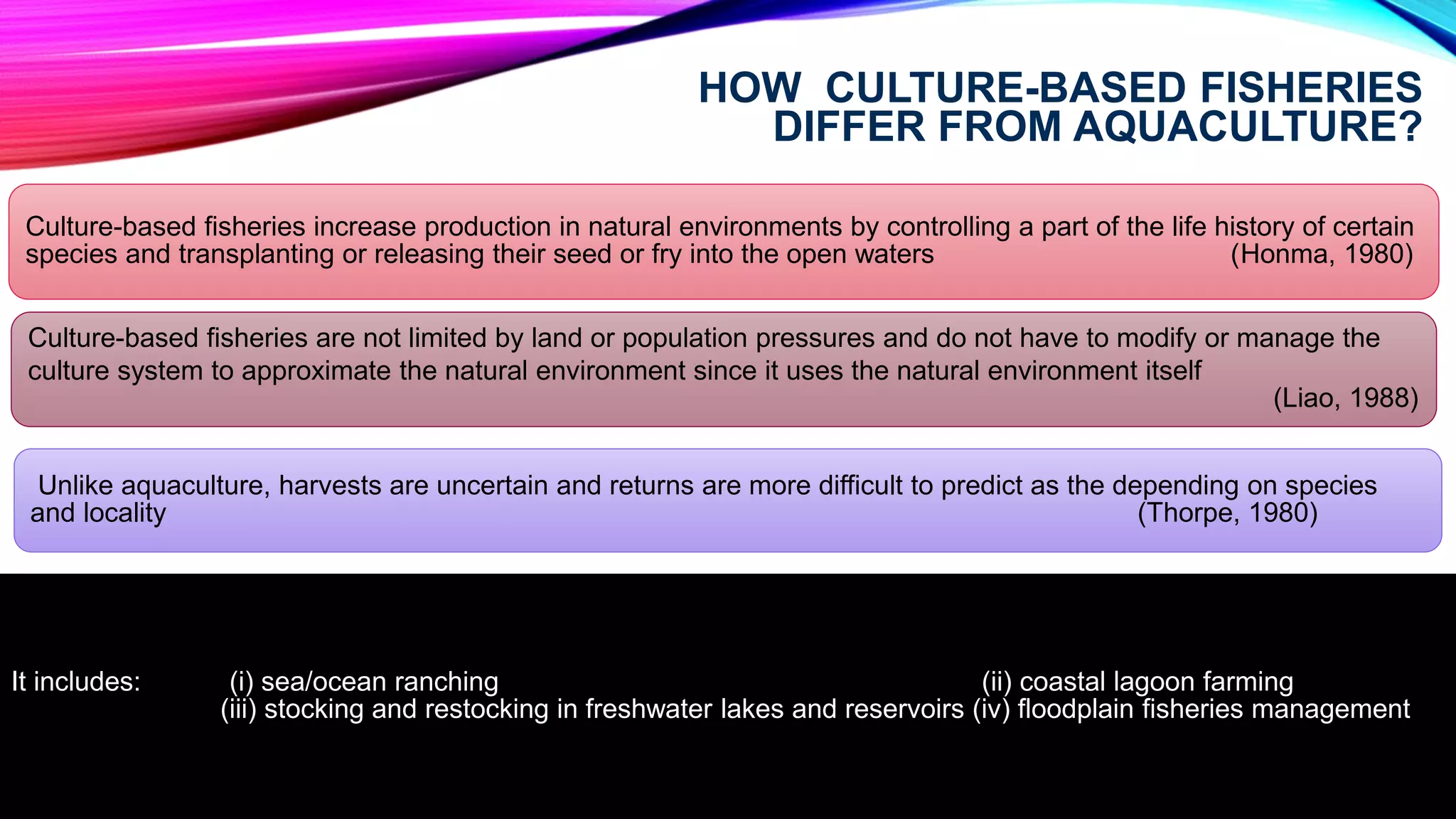 Enhancement of fisheries production in open water bodies general ...
