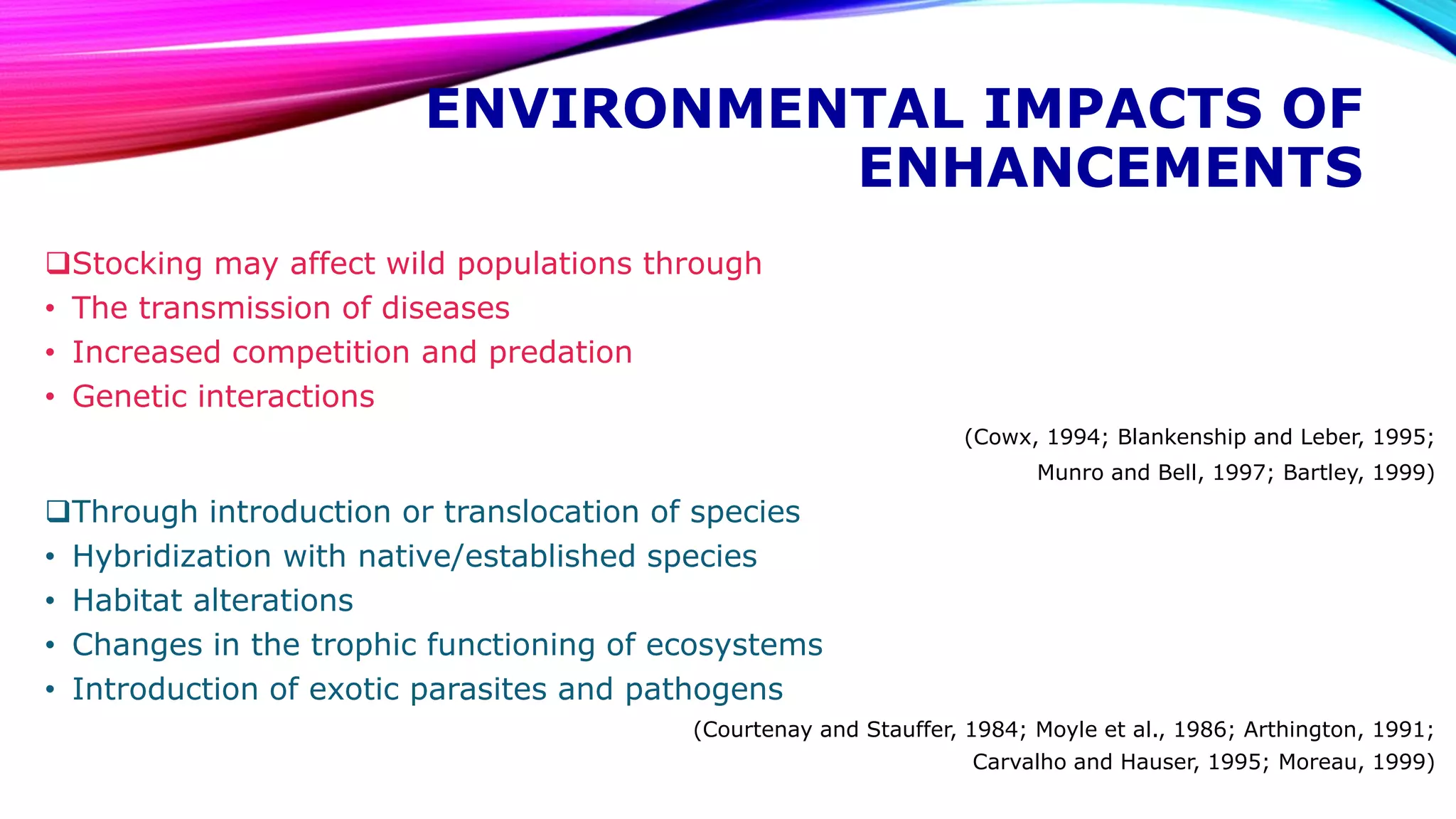 Enhancement of fisheries production in open water bodies general ...