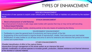 Enhancement of fisheries production in open water bodies general ...