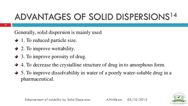 Enhancement of Solubility By Solid Dispersion- Presented By Mr.Ajink…