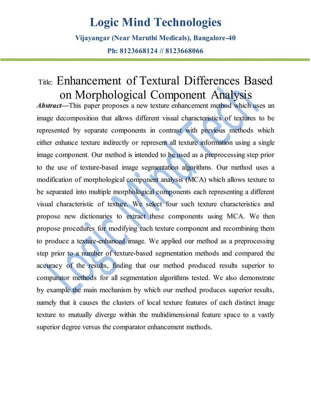 Enhancement of textural differences based on morphological component analysis | PDF