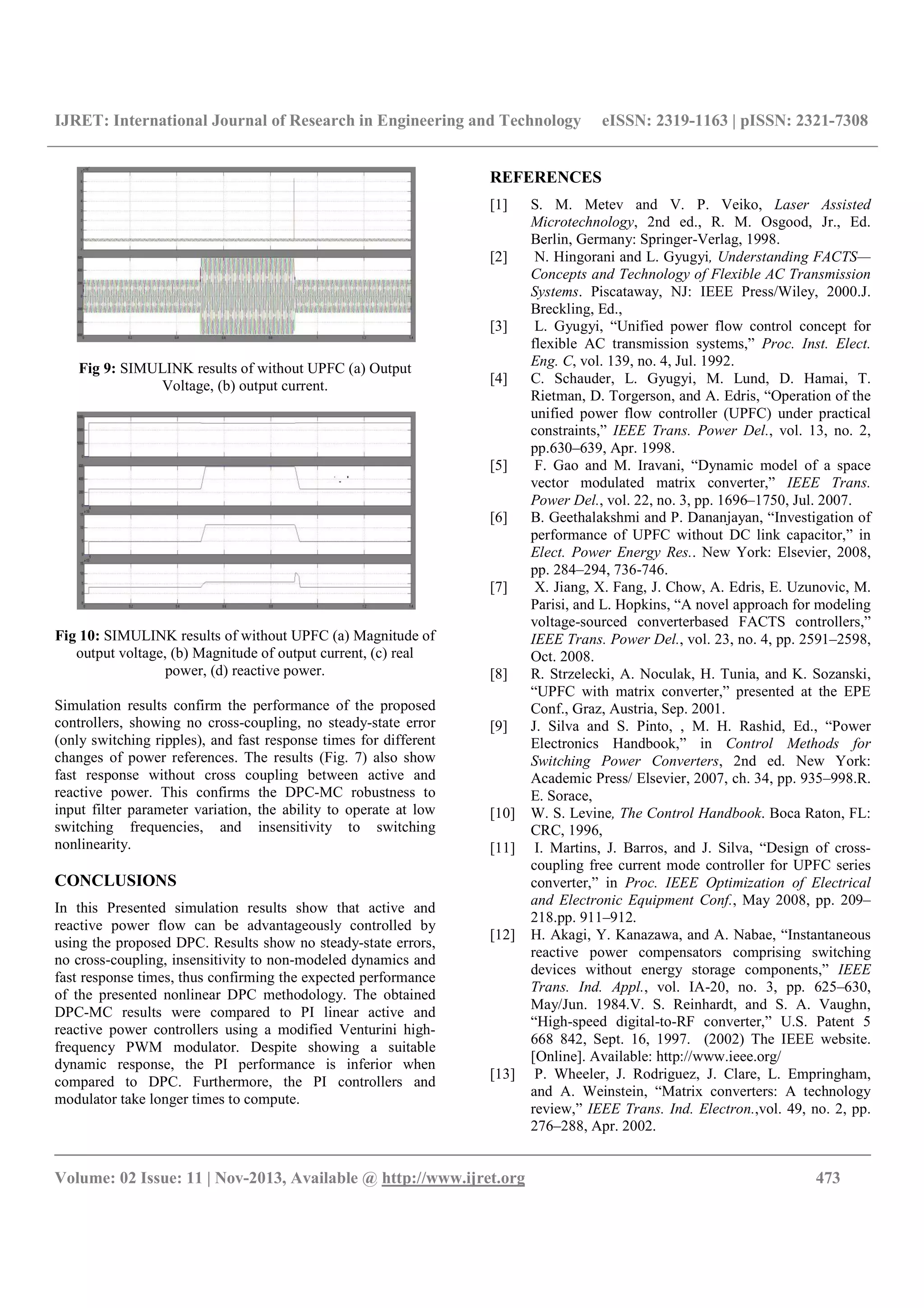 Enhancement of upfc performance with matrix | PDF