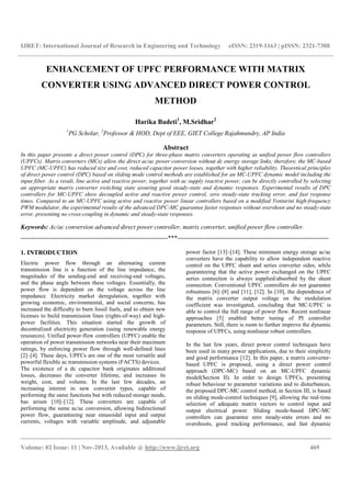Enhancement of upfc performance with matrix | PDF