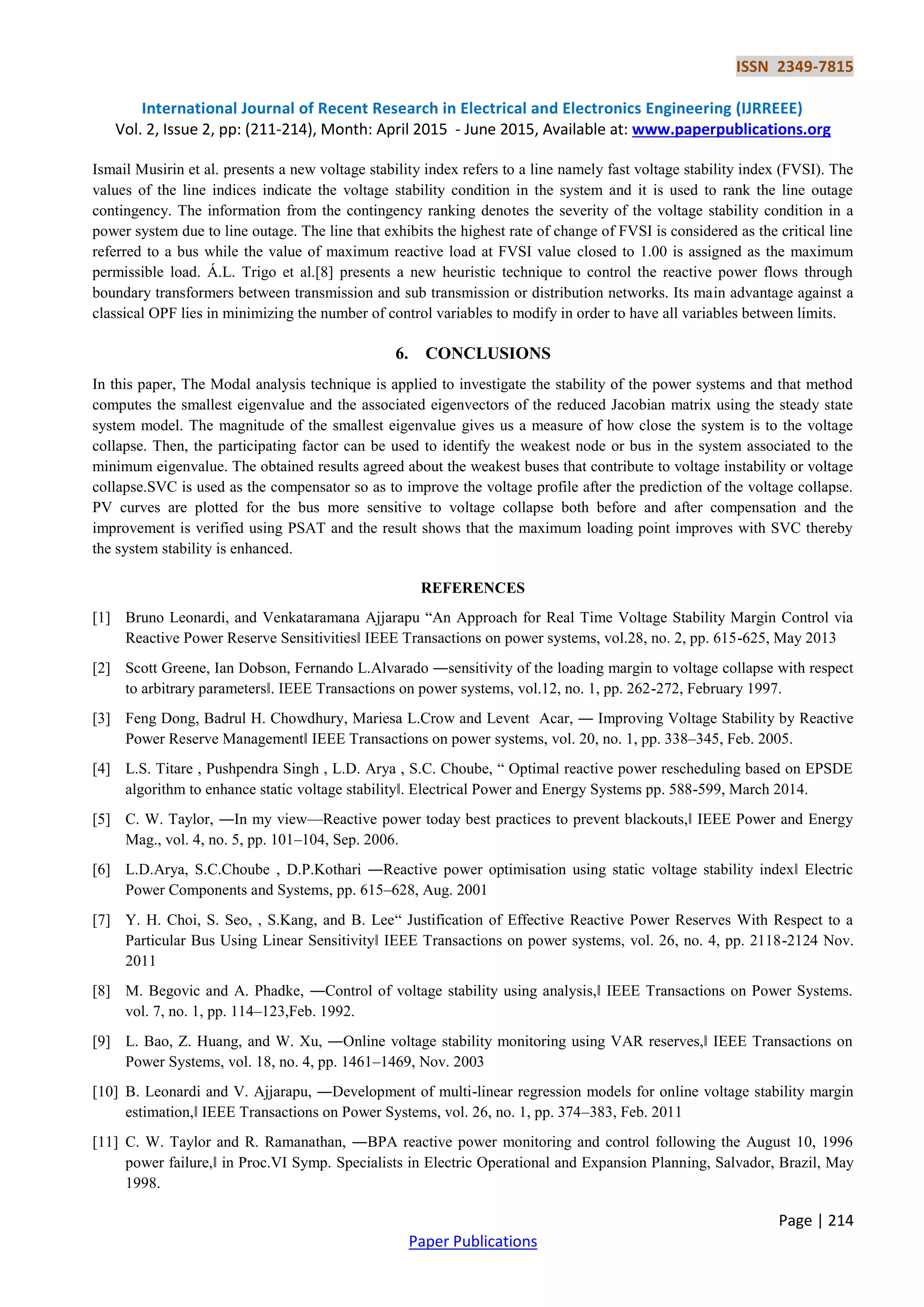 Enhancement of Voltage Stability on IEEE 14 Bus Systems Using Static Var Compensator | PDF