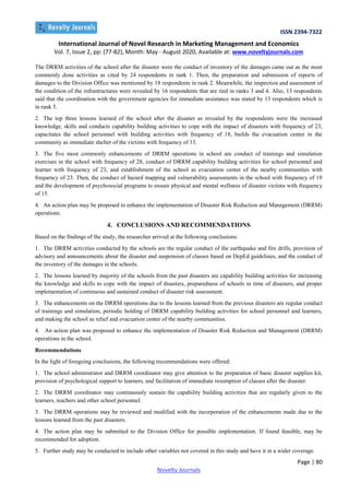 Enhancement on Disaster Risk Reduction and Management (DRRM) operations of the schools in the ...