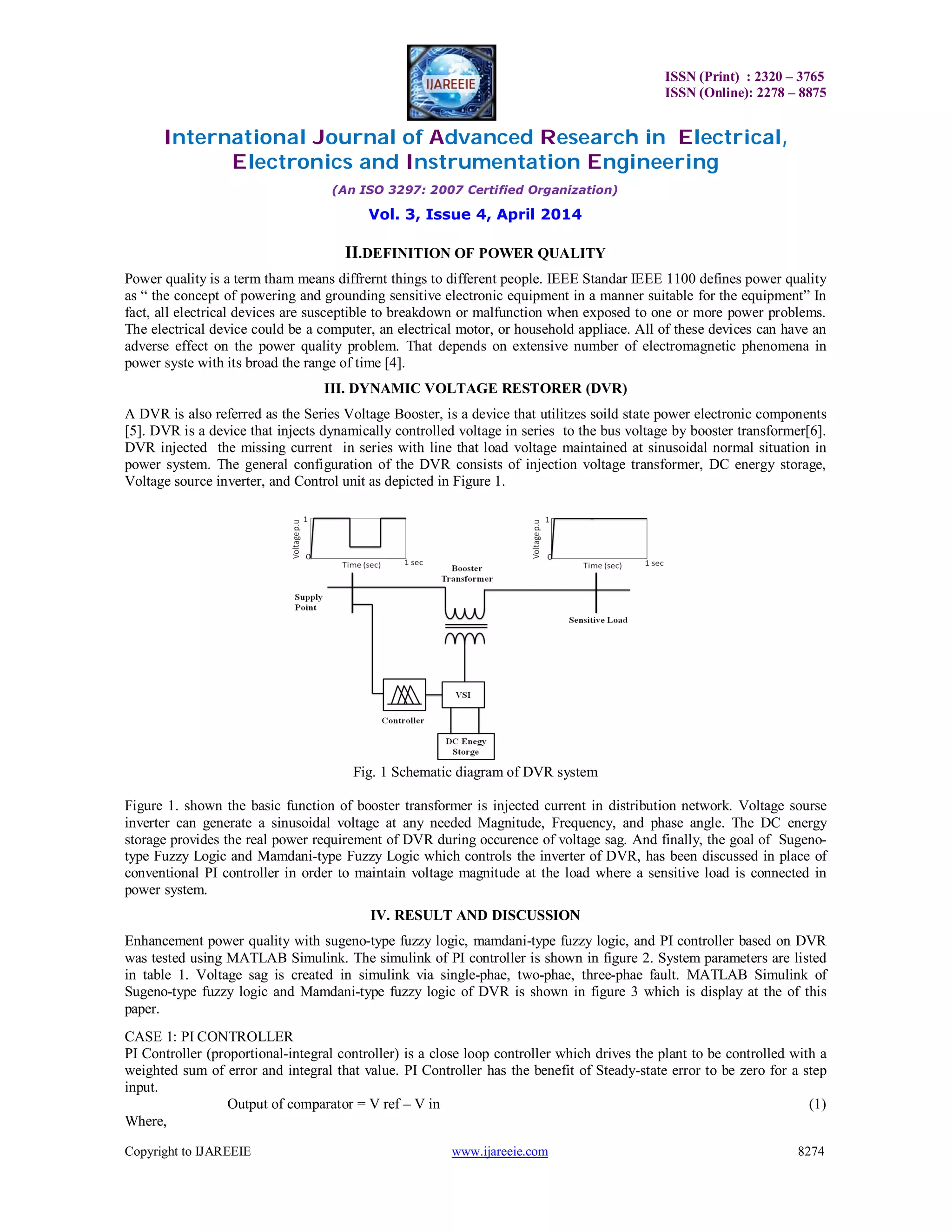 Enhancement Power Quality with Sugeno-type Fuzzy Logic and Mamdani-type Fuzzy Logic Base on DVR ...