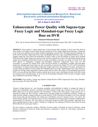 Enhancement Power Quality with Sugeno-type Fuzzy Logic and Mamdani-type Fuzzy Logic Base on DVR ...
