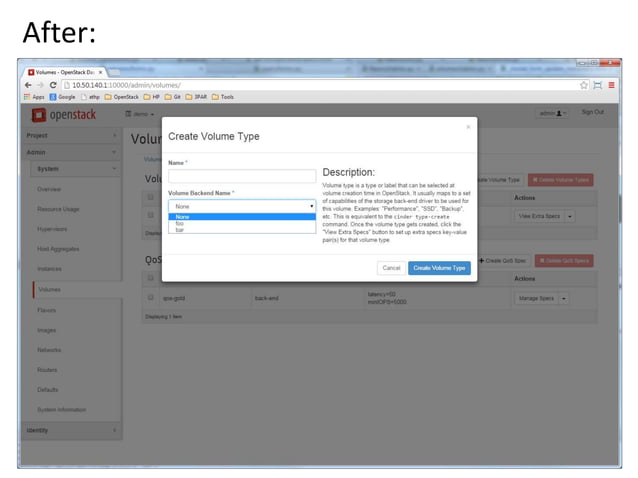 Volume Type Extra Specs. Horizon/Cinder enhancements. | PPTX
