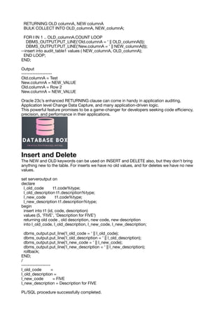 Enhancements in Oracle 23c Introducing the NewOld Returning Clause | PDF
