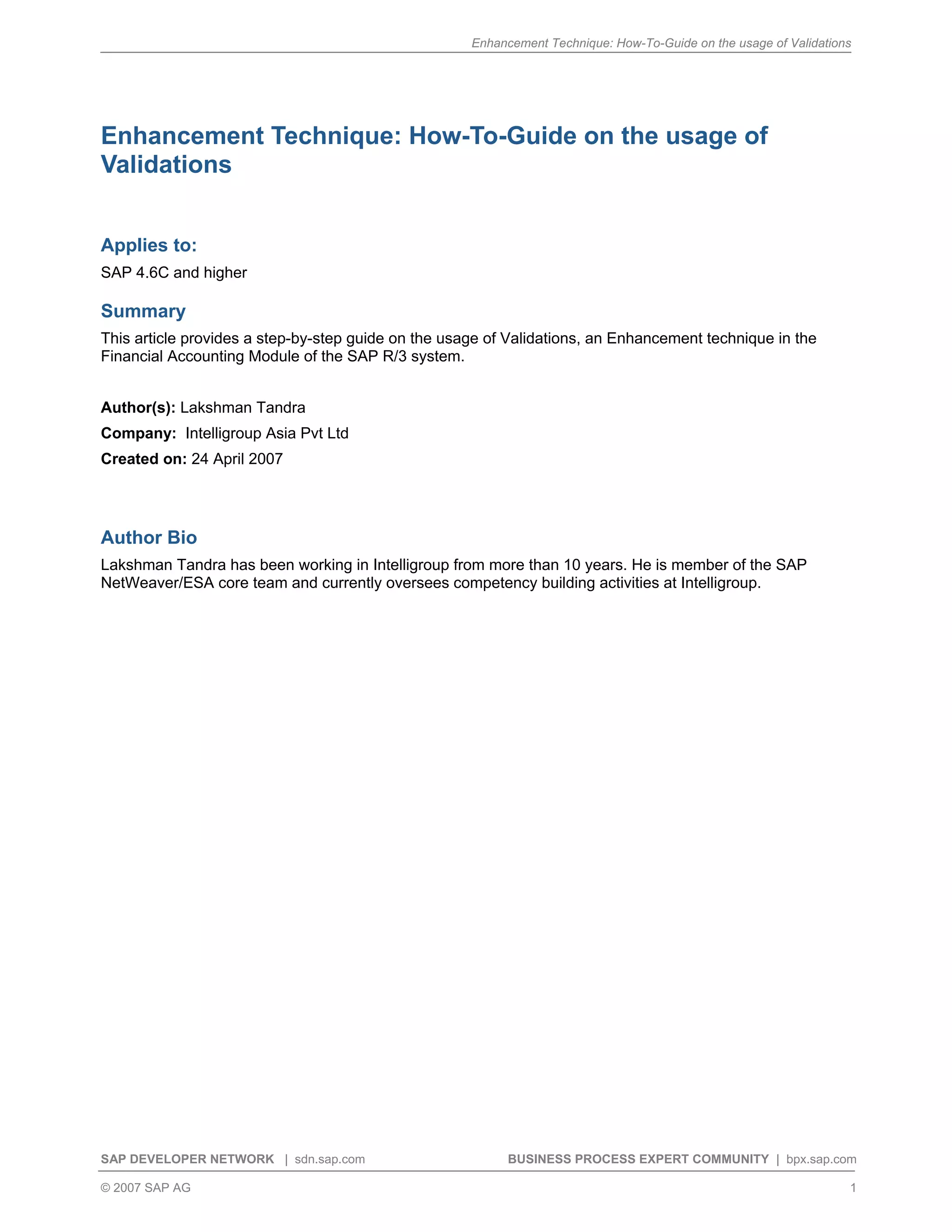 Enhancement technique how to use validations | PDF | Computing | Technology & Computing