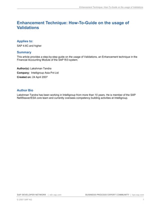 Enhancement technique how to use validations | PDF | Computing ...