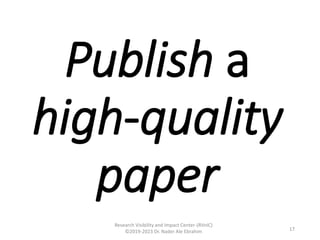 Enhance your research visibility and impact, Webinar: “How to raise ...