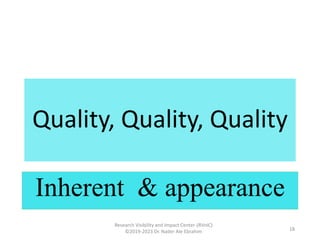 Enhance your research visibility and impact, Webinar: “How to raise ...
