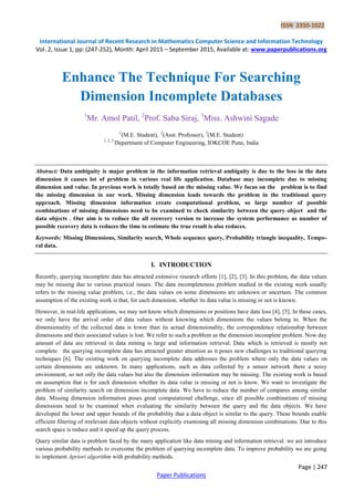 Enhance The Technique For Searching Dimension Incomplete Databases | PDF