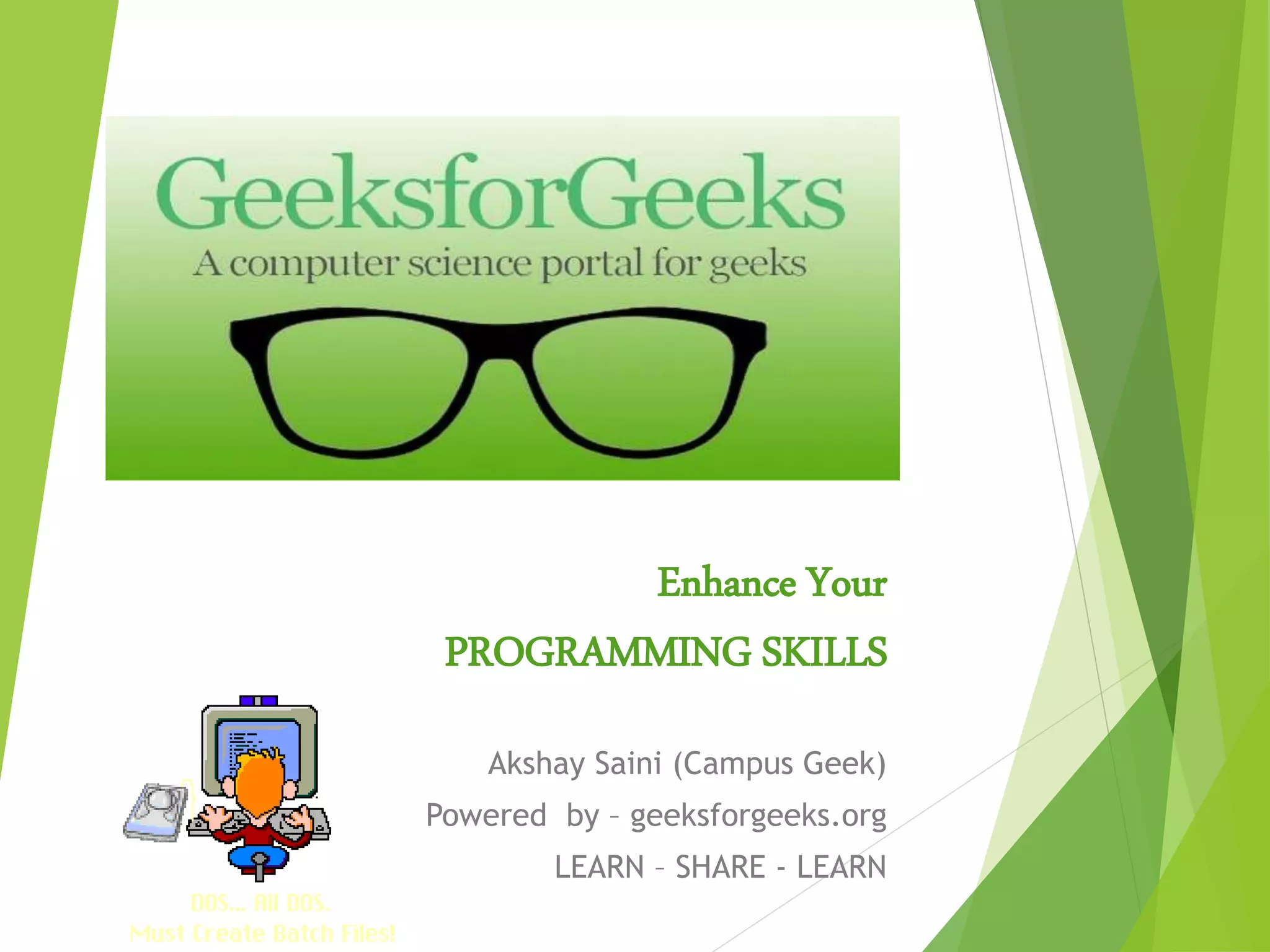 Enhance Your Programming Skills Ppt