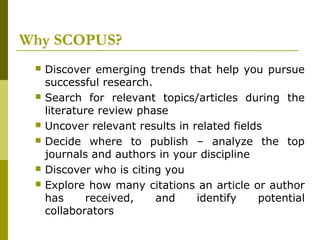 Enhance your research with scopus | PPT | Databases | Computer Software ...