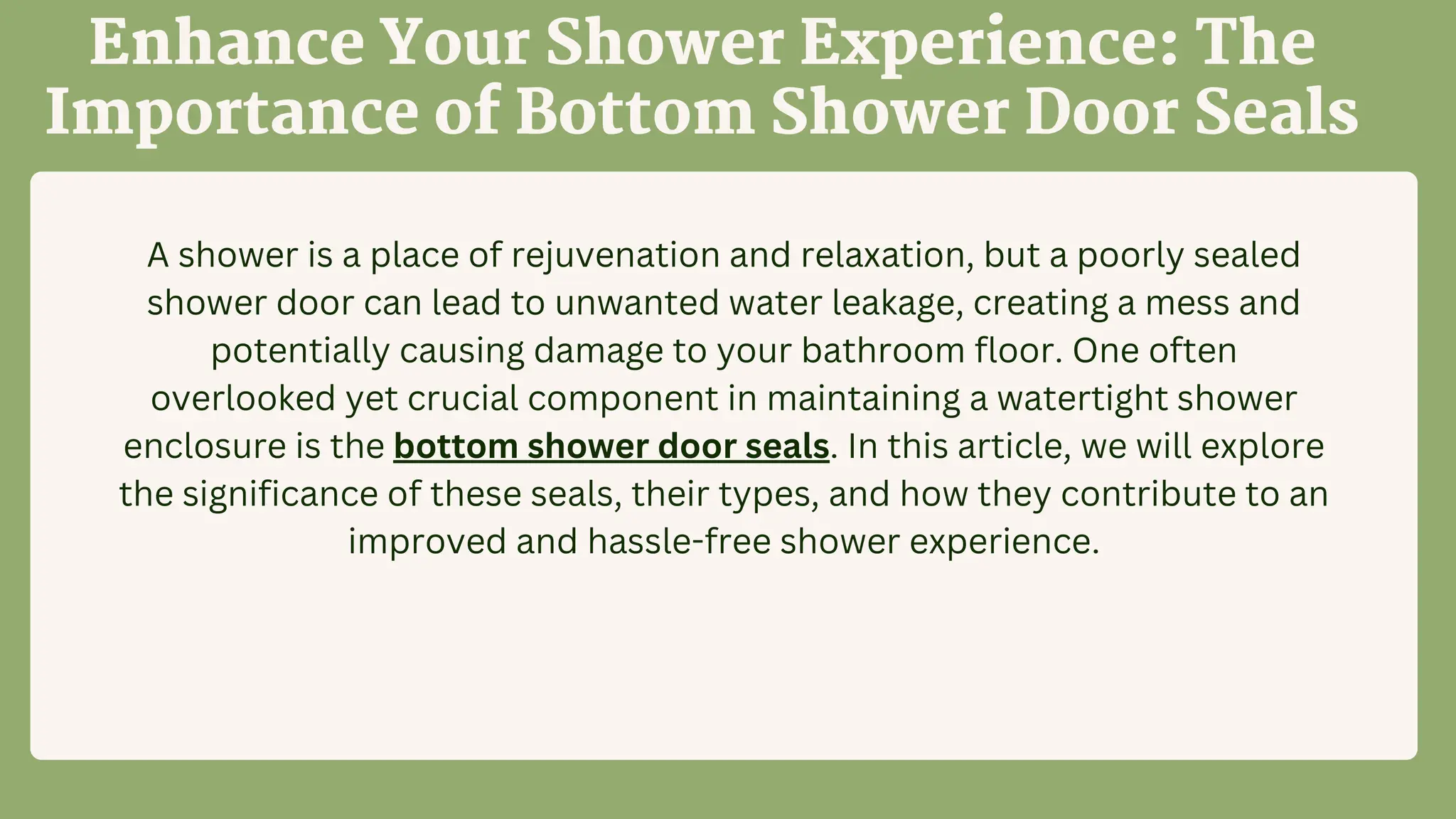 Enhance Your Shower Experience The Importance of Bottom Shower Door ...