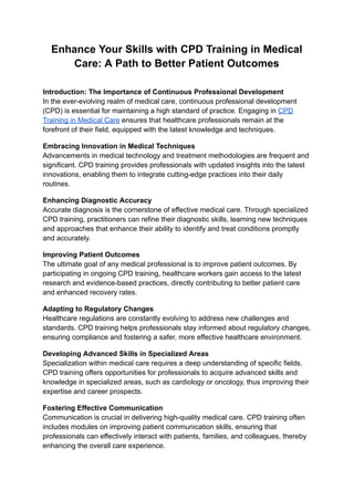 Enhance Your Skills with CPD Training in Medical Care_ A Path to Better ...