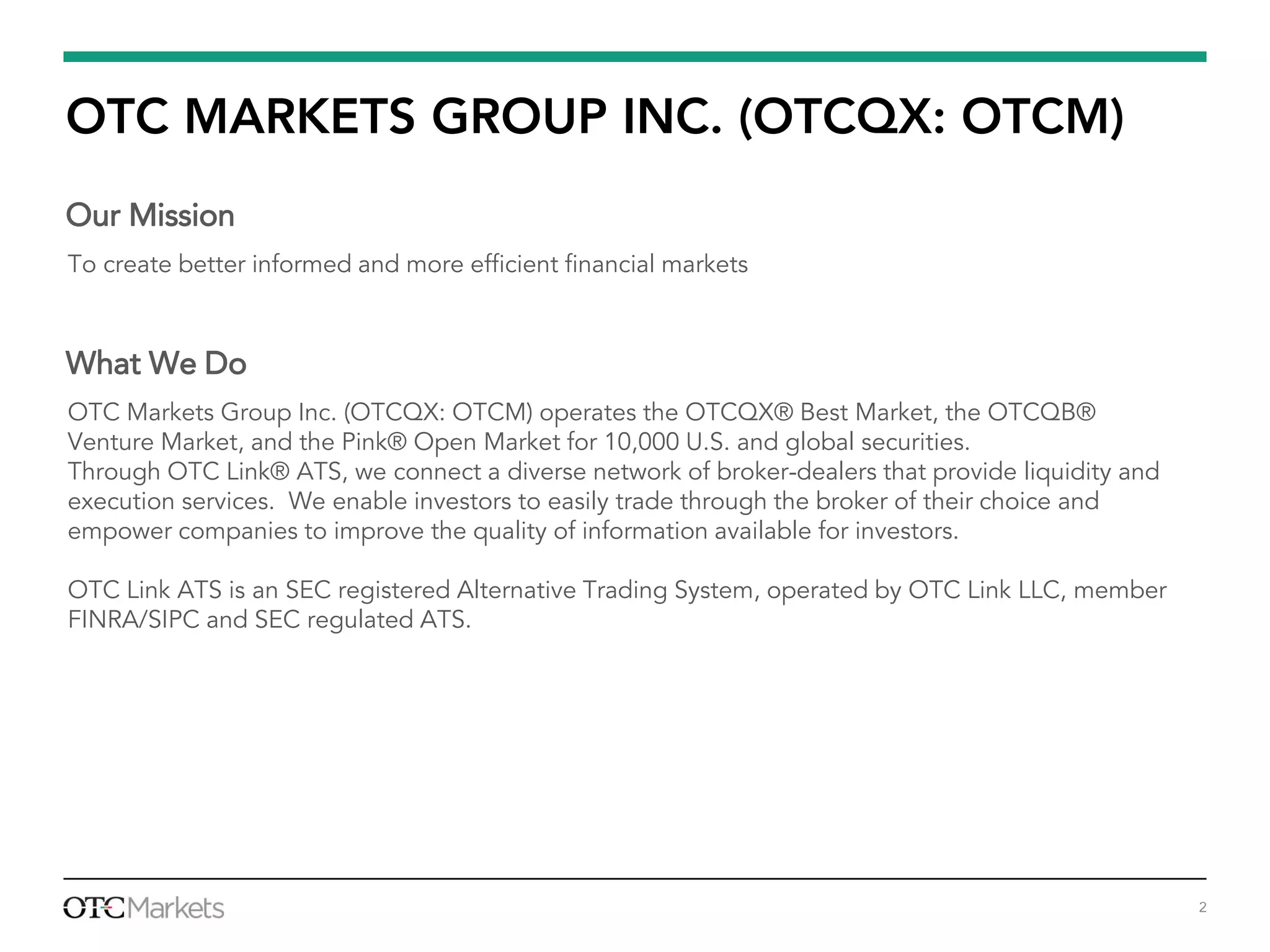 Enhance your visibility via OTCQX in 2018 | PPT