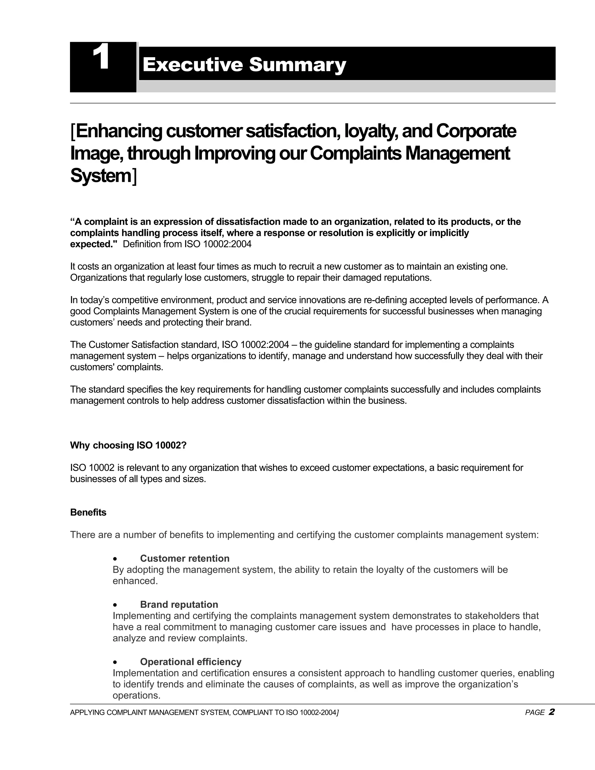 Improving Complaints Management system, Complied to ISO 10002 | PDF