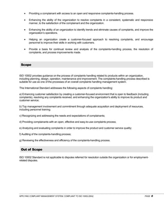 Improving Complaints Management system, Complied to ISO 10002 | PDF