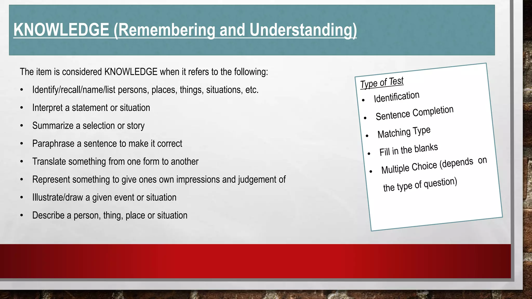 Enhancing Test Questions Using KPUP Format | PPTX