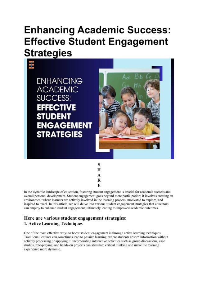 Enhancing Academic Success: Effective Student Engagement Strategies | PDF