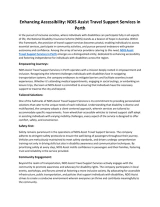 Enhancing Accessibility: NDIS Assist Travel Support Services in Perth | PDF