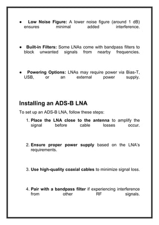 Enhancing ADS-B Reception with a Low Noise Amplifier (LNA) | PDF