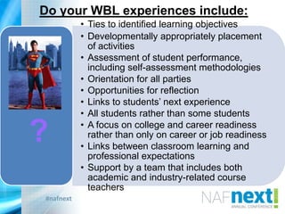 Enhancing and Assessing Your Work-Based Learning Plan | PPTX